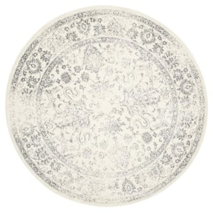Gray Polypropylene 6 ft. x 6 ft. Oriental Indoor Round Area Rug A46A1 ...