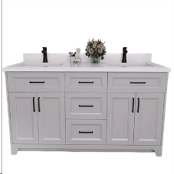 Aoibox 60 in. W × 21.5 in. D × 33.5 in. H Light Gray Bathroom Vanity ...