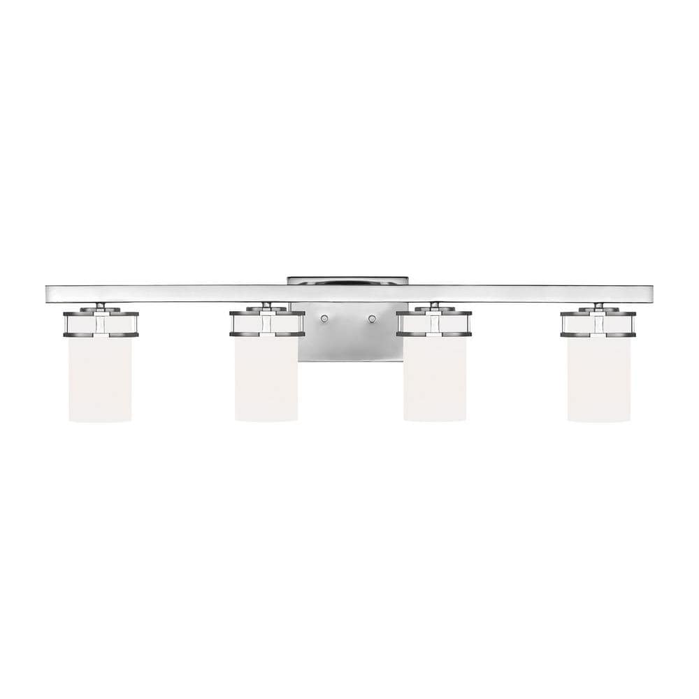 Generation Lighting Robie 34 in. 4-Light Chrome Transitional Rustic ...