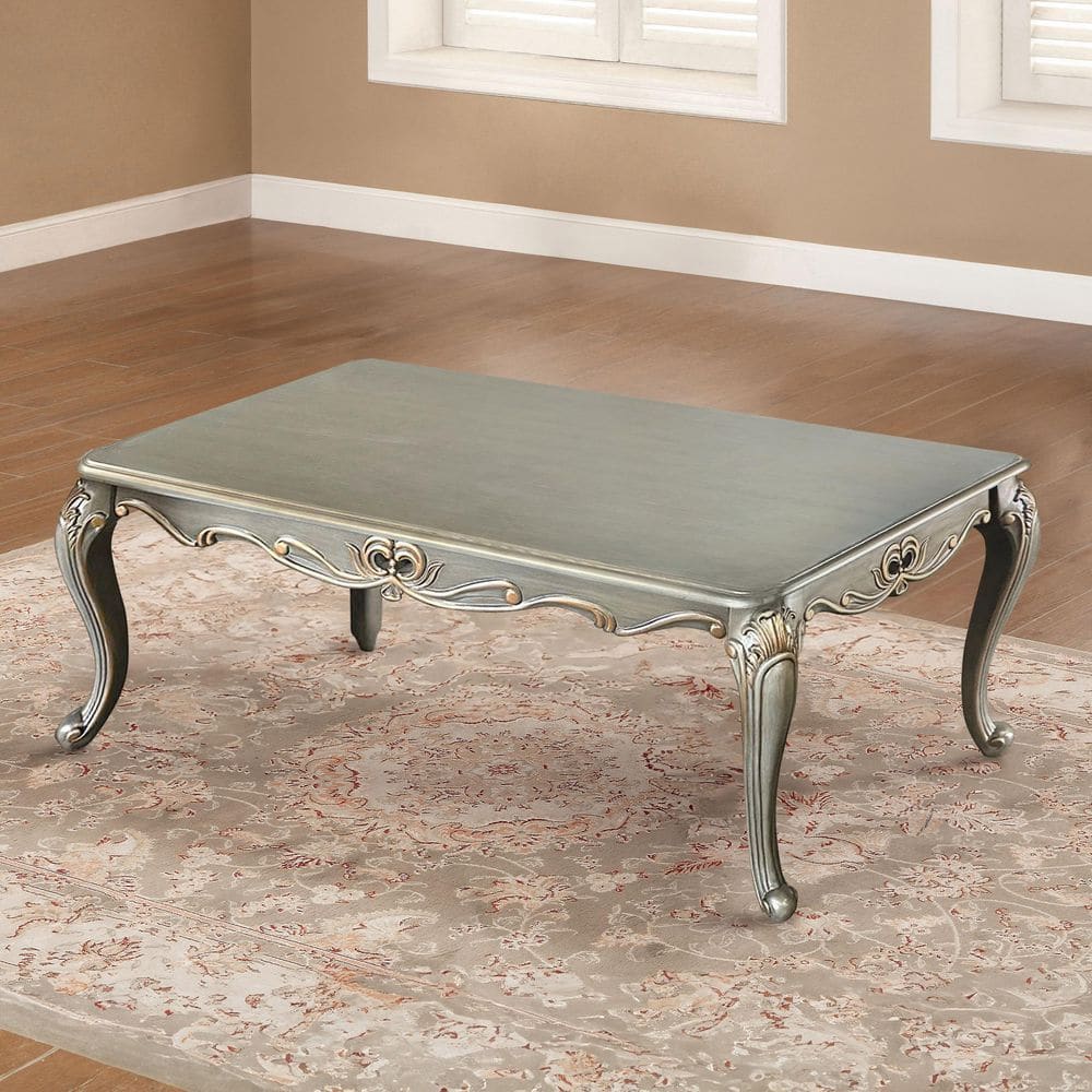 Furniture of America Hencet 48 in. Champagne Rectangle Wood Coffee ...