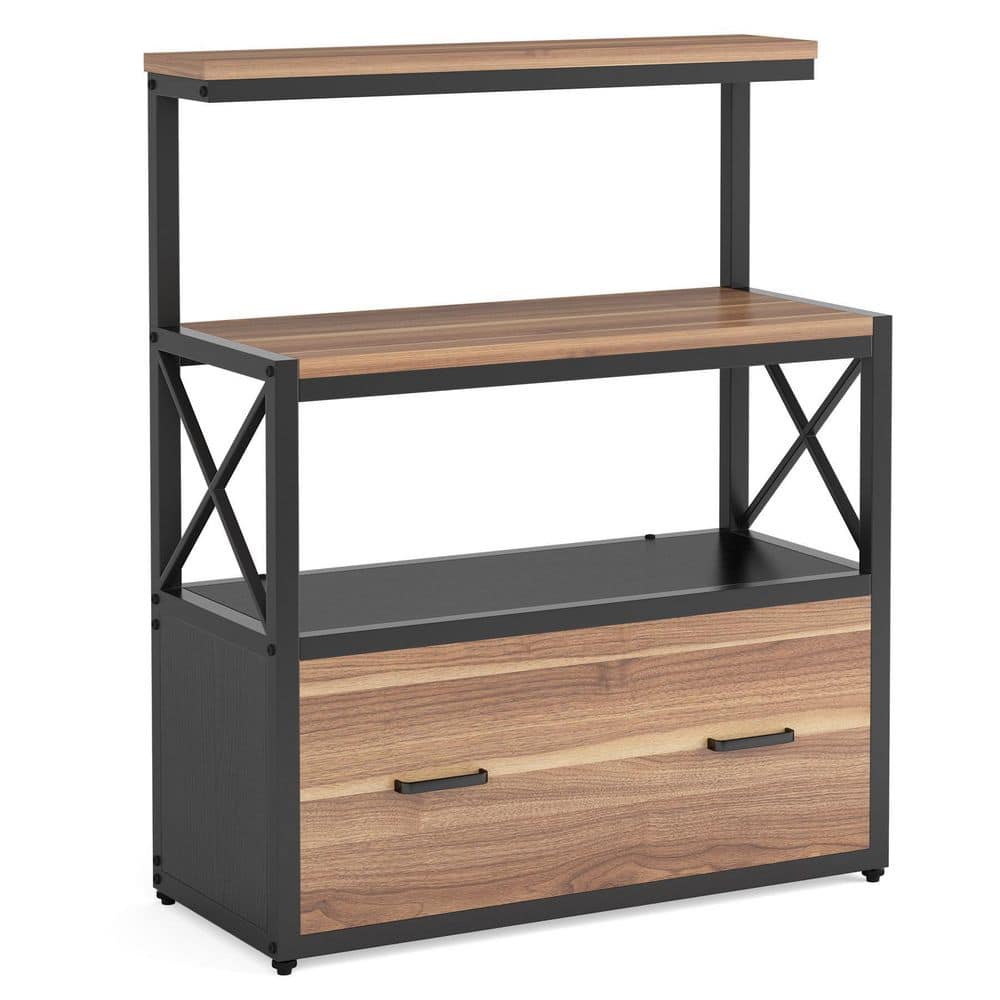 Tribesigns Frances Black and Walnut Lateral File Cabinet with 1-Large ...