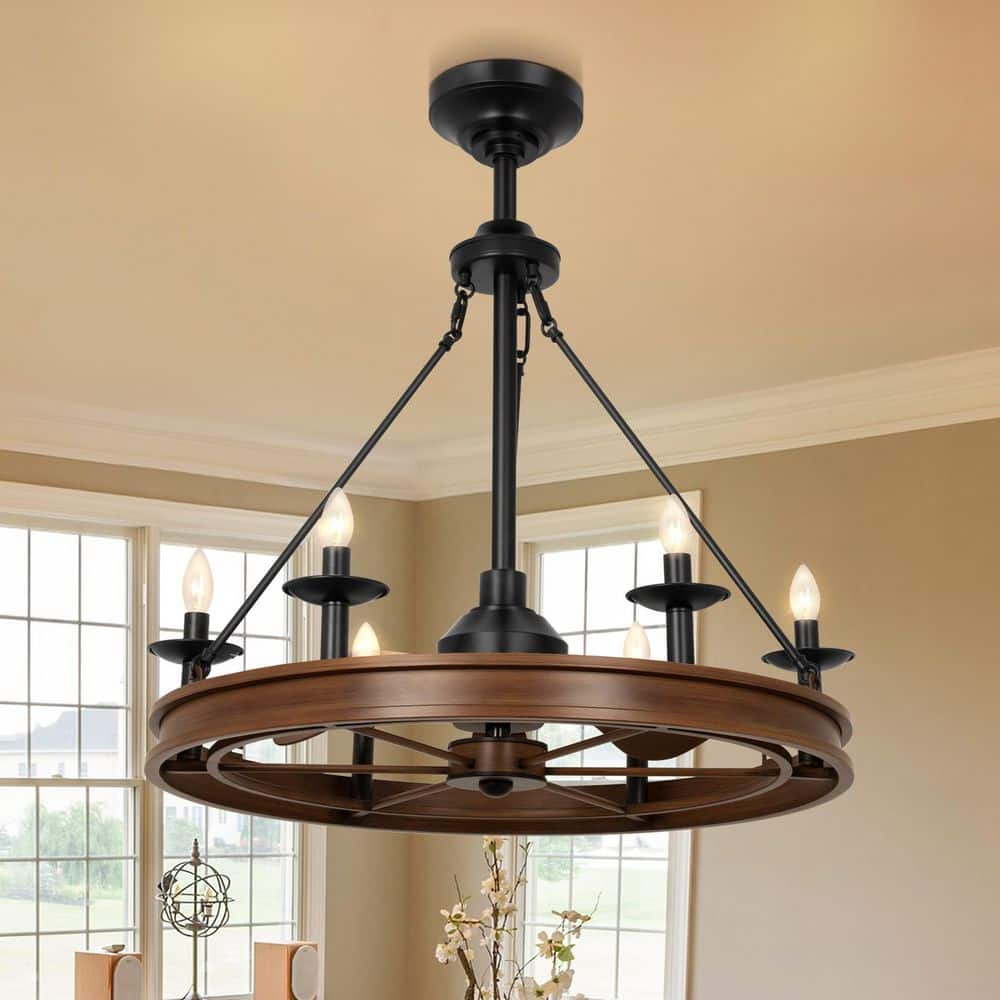 Ltemziiy 30 in. Indoor Farmhouse Dark Walnut Color Ceiling Fan with ...