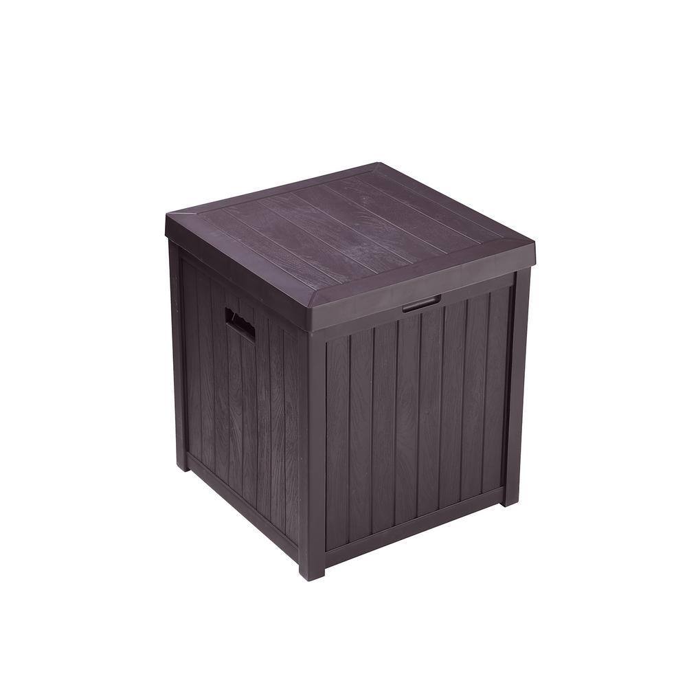 OVASTLKUY 52 Gal. Brown Square PP Patio Outdoor Storage Deck Box ...
