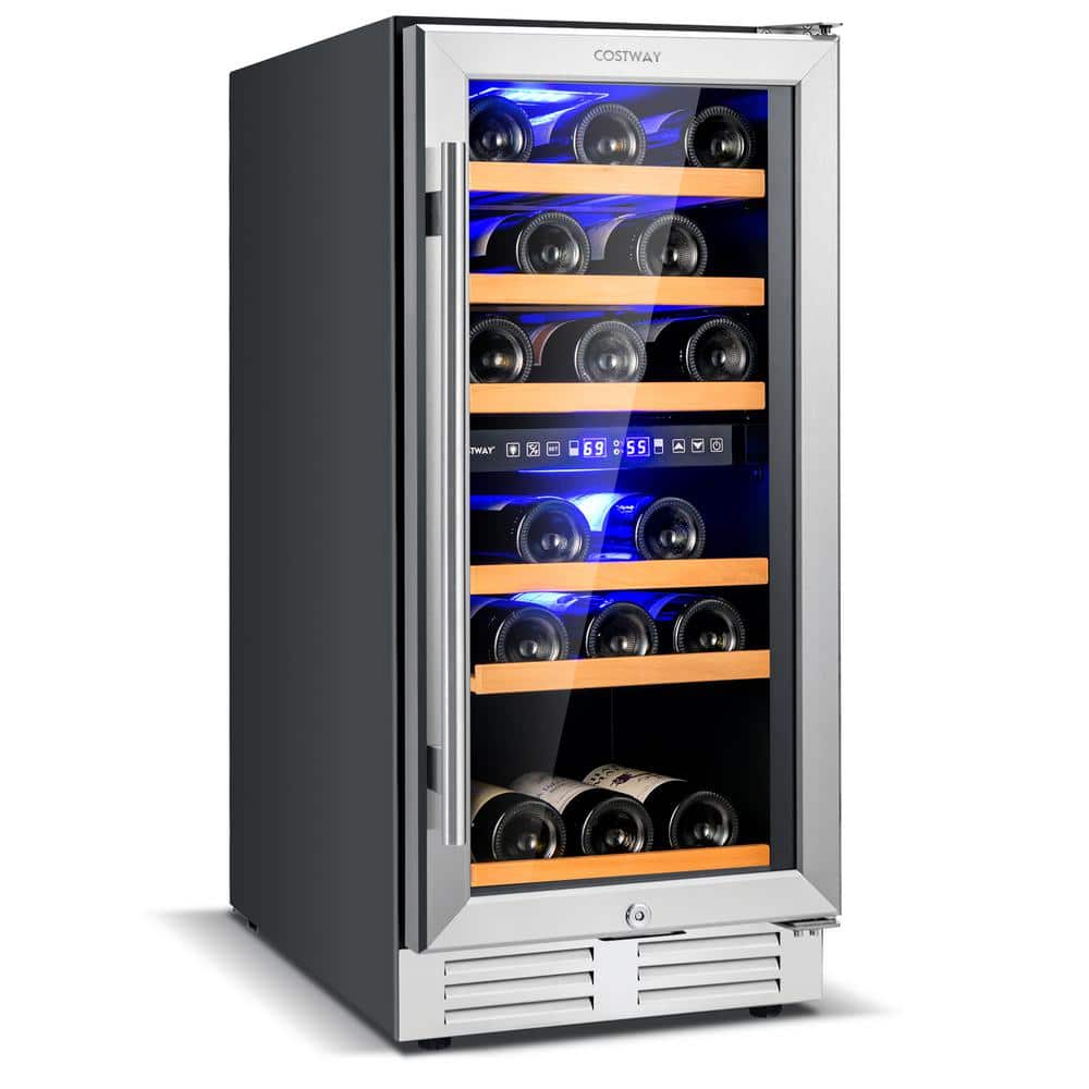 Costway Dual Zones 30-Bottle Free Standing Wine Cooler 15'' Wine Cellar ...