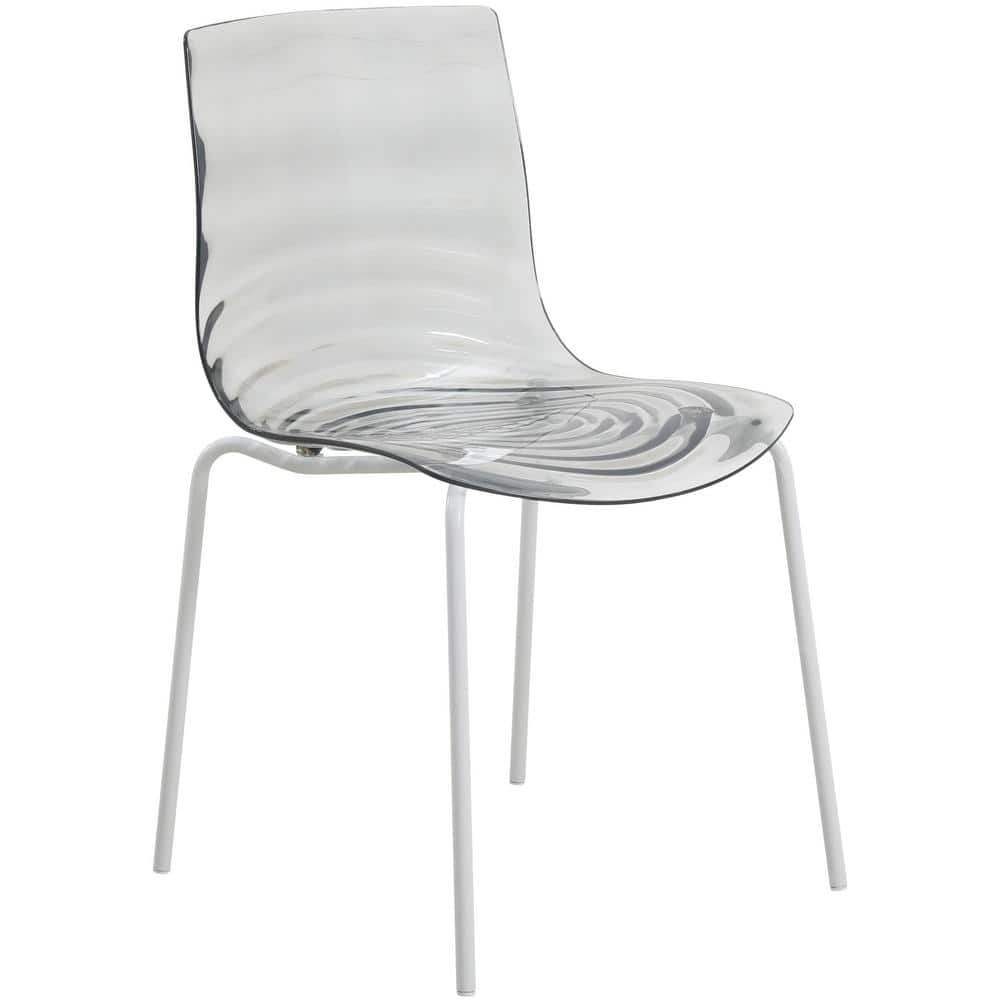 Leisuremod Modern Dining Chair Transparent Black ABS Plastic Stackable ...