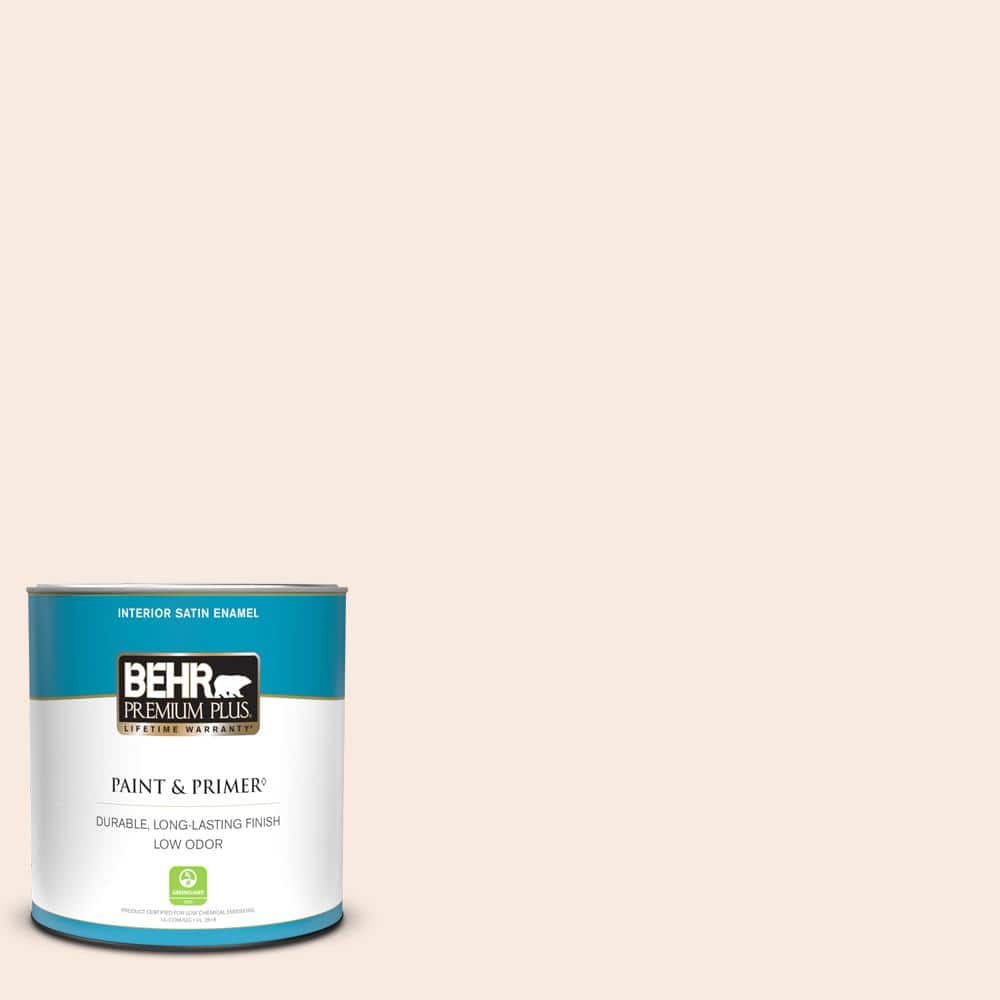 BEHR PREMIUM PLUS 1 qt. #W-D-110 Soft Muslin Satin Enamel Low Odor ...