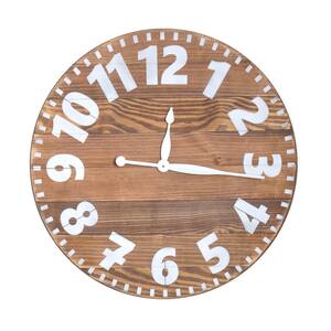 Pinnacle Rustic Reclaimed Wood and Metal Brown Wall Clock 18FW1543E