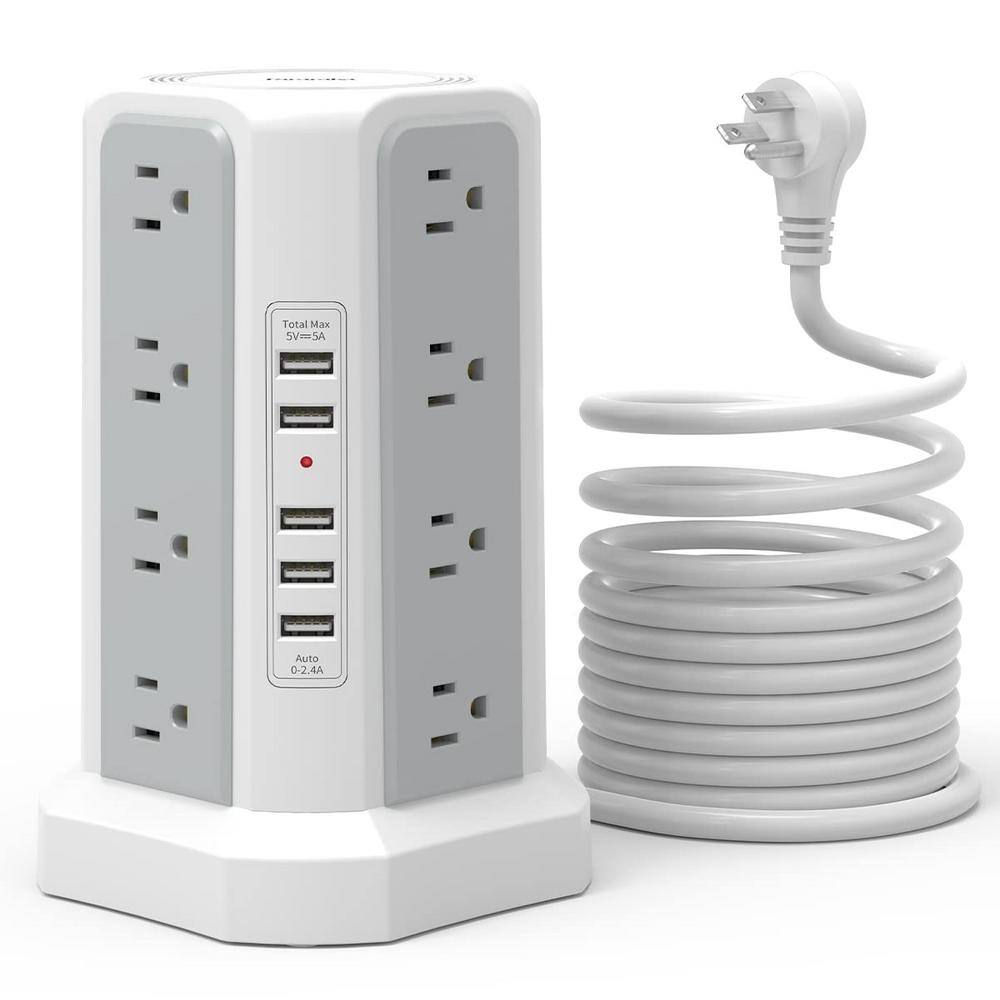 Lukyamzn 10 ft. Extension Cord 16-Outlet Power Strip Surge Protector ...