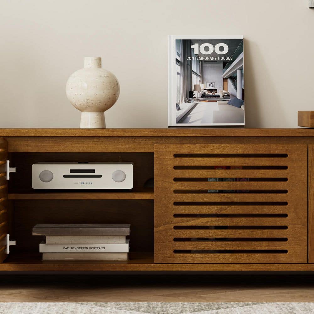 Noble House Knox Modern Brown Ebony Extendable TV Stand Fits TVs up to ...