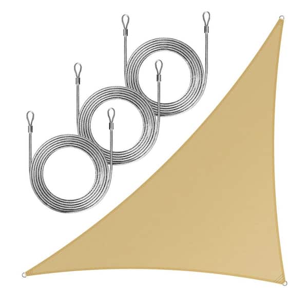 ROYAL SHADE 14 ft. x 14 ft. x 14 ft. Triangle Sun Shade Sail with Hardware Kit-Sand Beige Rk ...