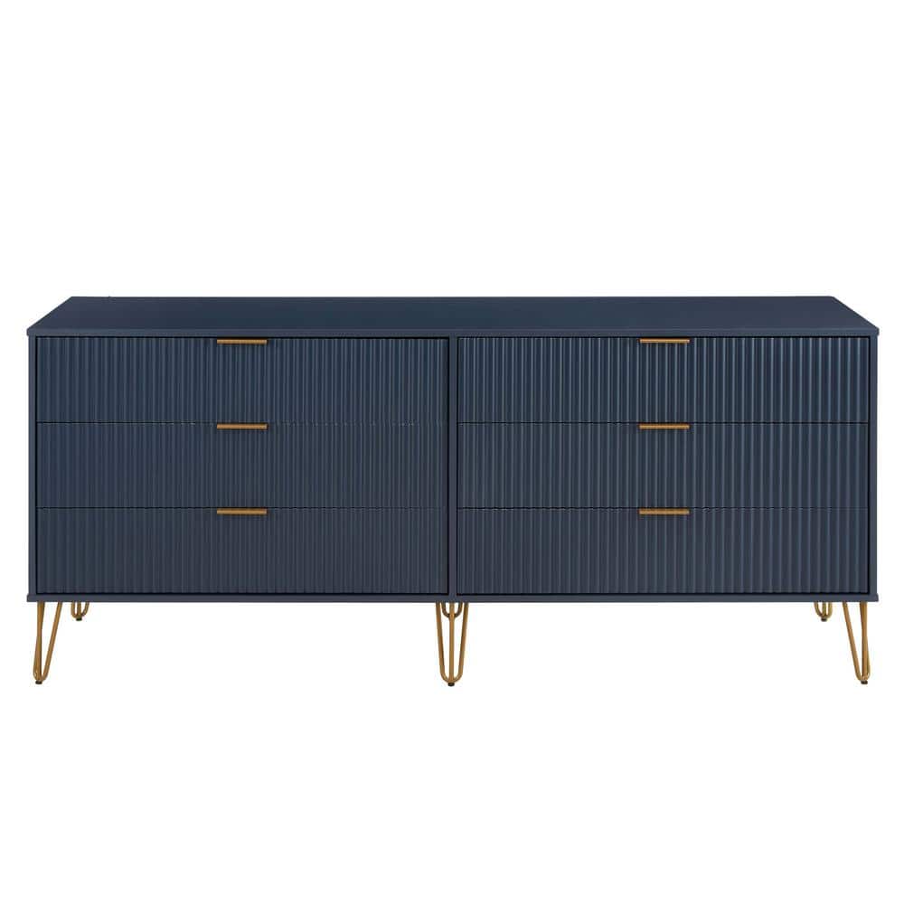 Manhattan Comfort DUMBO Midnight Blue Modern 6-Drawer 69.68 in. W ...