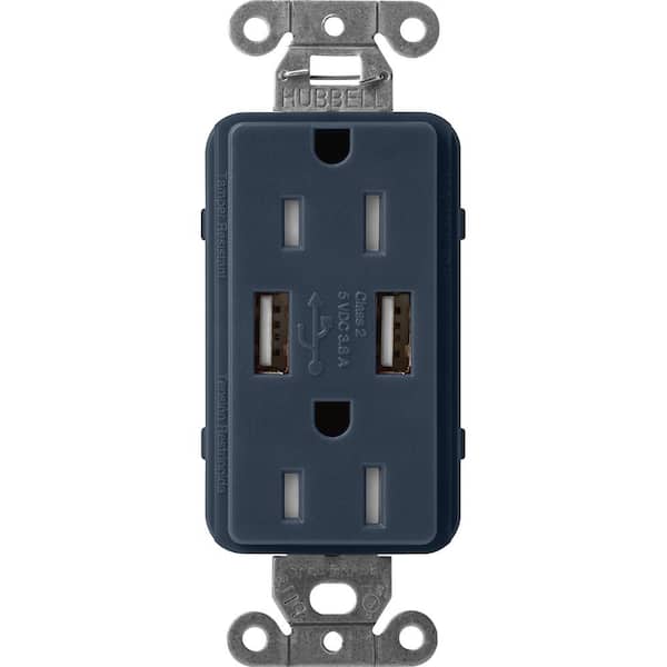 Lutron Claro 15 Amp USB Duplex Outlet, Deep Sea (SCR-15-UBTR-DE) SCR-15 ...