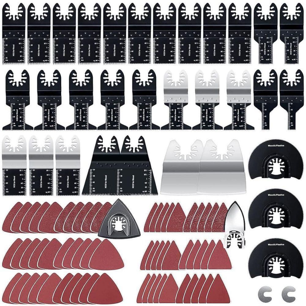 96 Pack Multitool Blades Kit with Sandpaper for Cutting Wood Metal ...