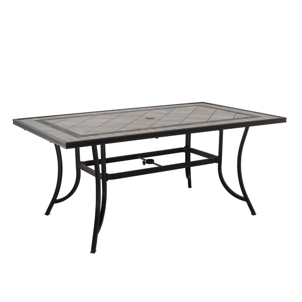 Mondawe Dark Bronze Cast Aluminium Patio Rectangle Outdoor Dining Table ...