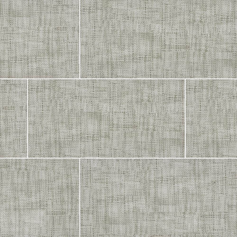 MSI Tektile Crosshatch Gray 12 in. x 24 in. Matte Porcelain Stone Look ...