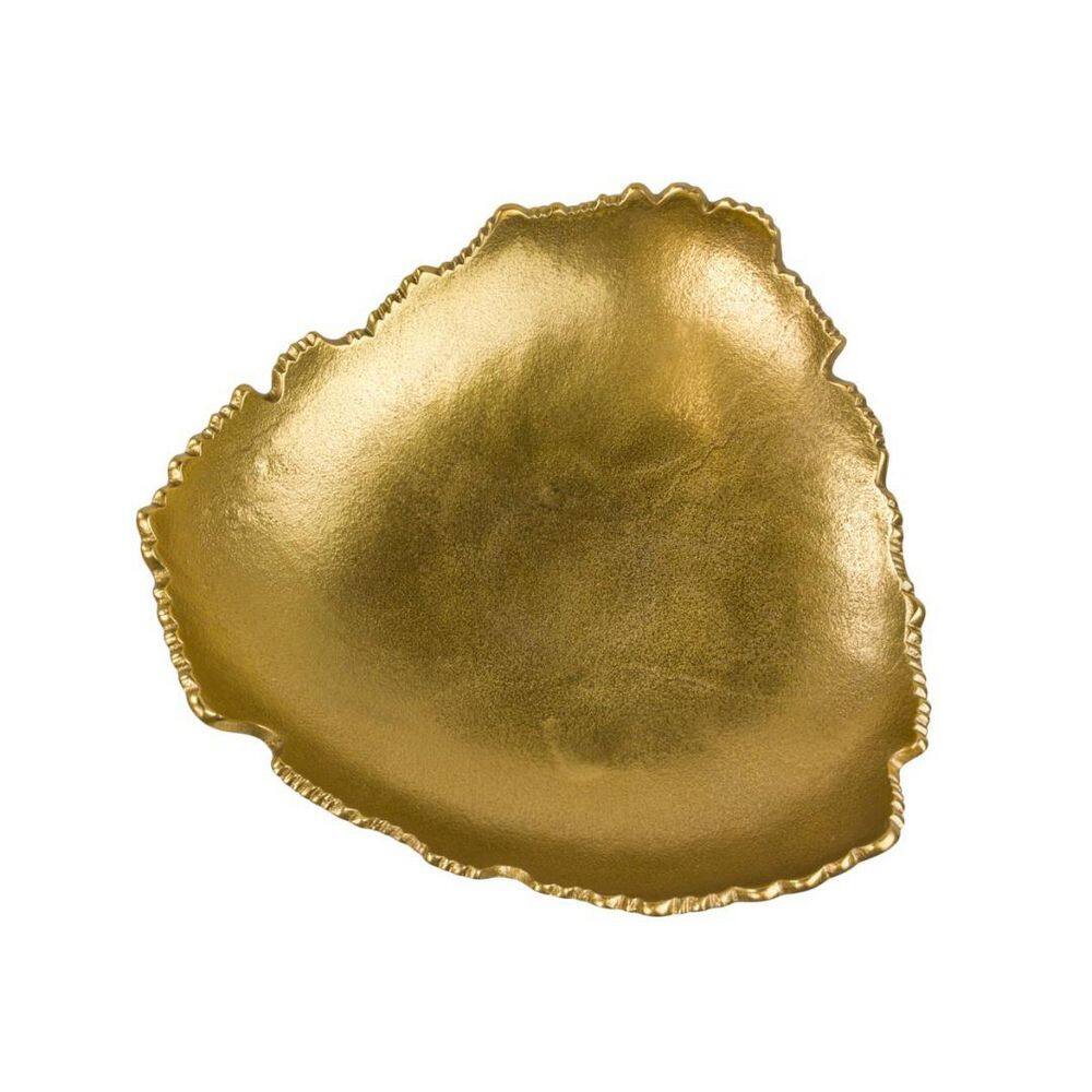 A 12- in. Antique Gold Decorative Bowl with a Sculpted Torn Metal ...