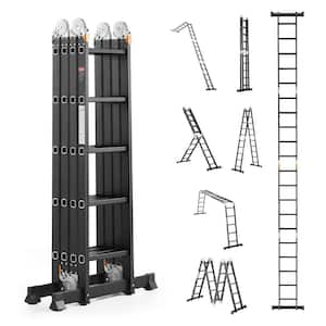 VEVOR Folding Ladder 7-in-1 Tall Extension Step Ladder a Frame 4-Step ...