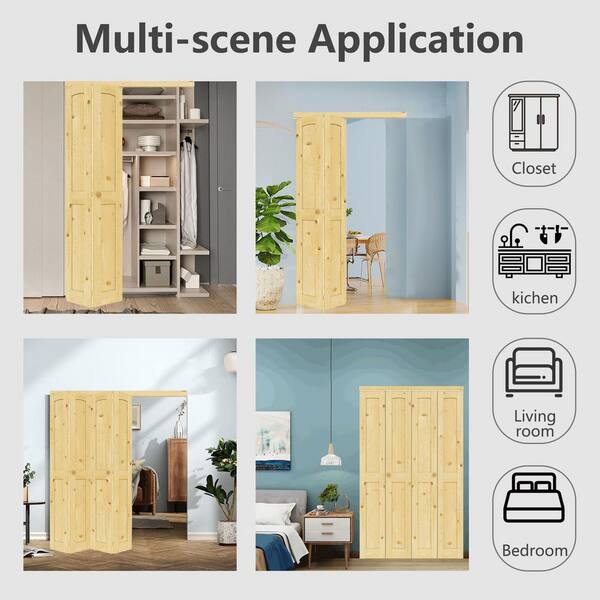 ARK DESIGN 30 in. x 80 in. Arch Panel 2-Lite Solid Core Unfinished Pine ...