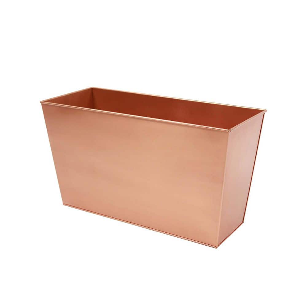 ACHLA DESIGNS 22" W Rectangle Copper Plated Galvanized Steel Flower Box ...
