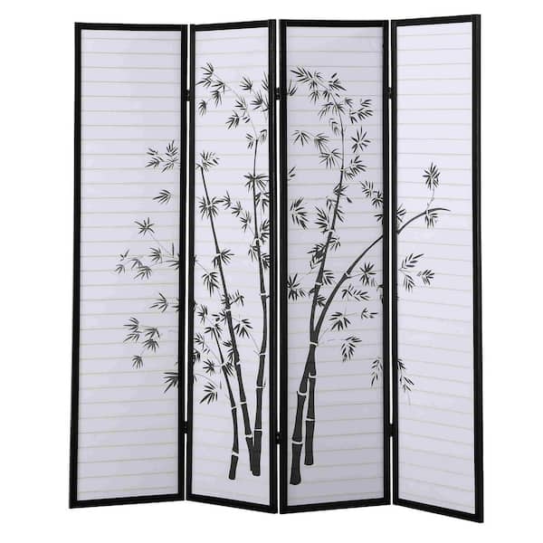Miscool Avex 70 in. Wood Garden Fence 4-Panel Folding Privacy Screen ...