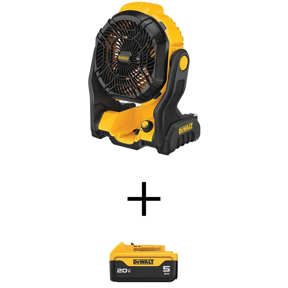 DEWALT 20V MAX Jobsite Fan with 20V MAX Premium Lithium-Ion 5.0Ah ...