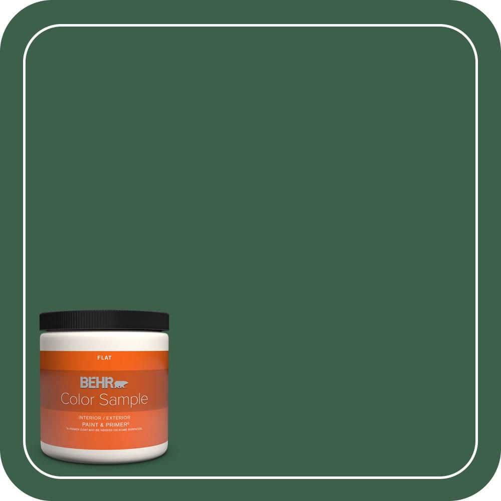 BEHR PREMIUM PLUS 8 oz. #470D-7 Windy Pine Flat Interior/Exterior Paint ...
