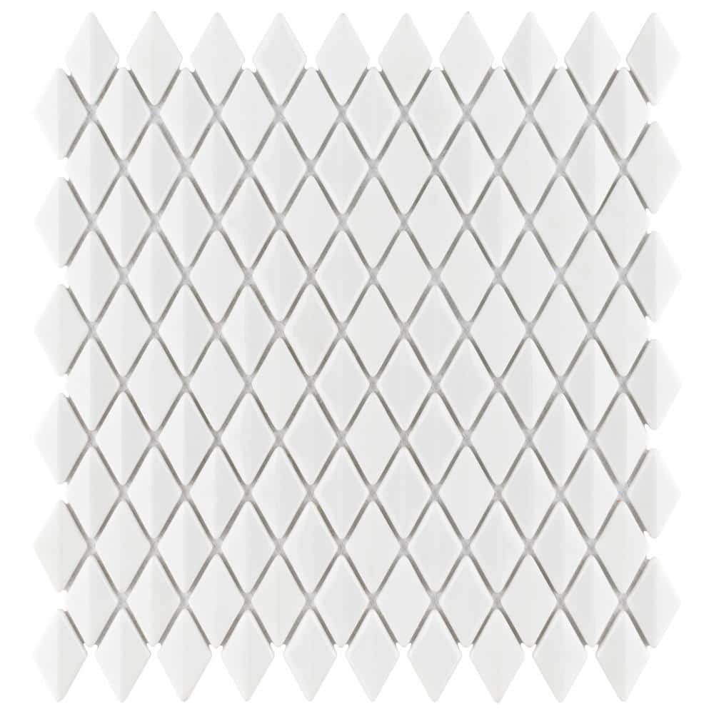 Merola Tile Expressions Beveled Diamond White 6 in. x 6 in. Glass ...