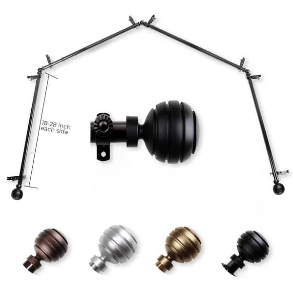 Rod Desyne 13/16" Poise 4-Sided Bay Window Curtain Rod (18-28 inch each ...