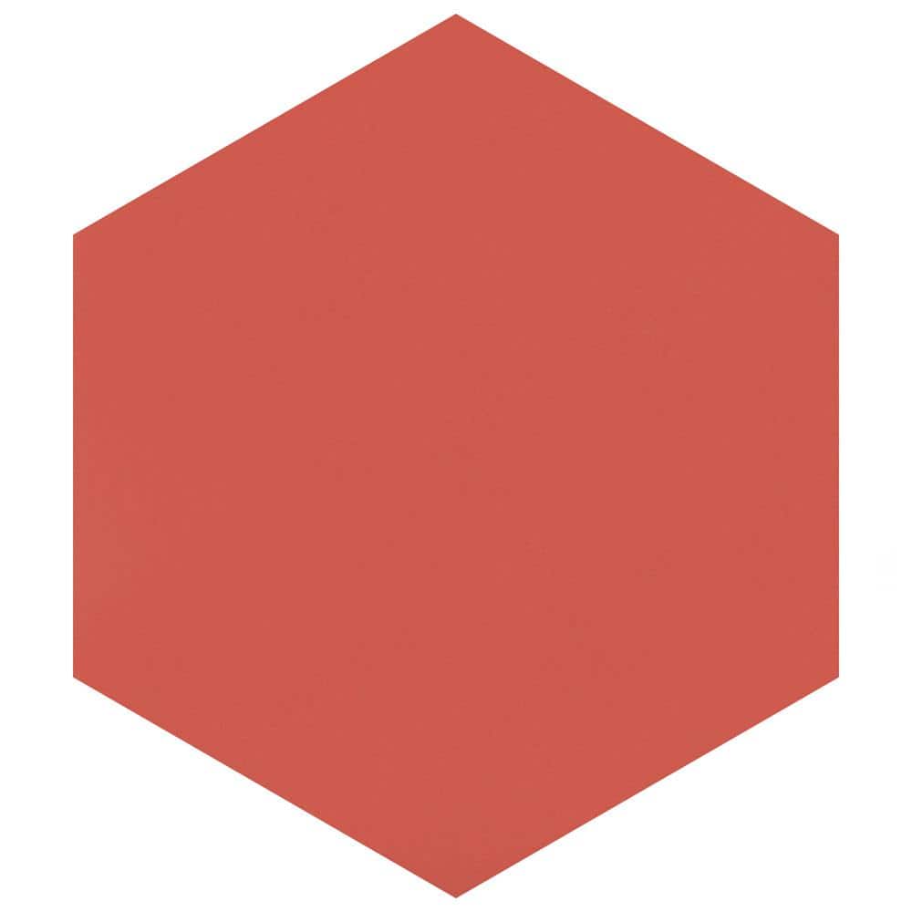Merola Tile Textile Basic Hex Red 8-5/8 in. x 9-7/8 in. Porcelain Floor ...
