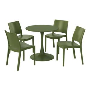 WESTIN OUTDOOR Frond and Form Outdoor Patio Modern 5-Piece Round HDPE ...