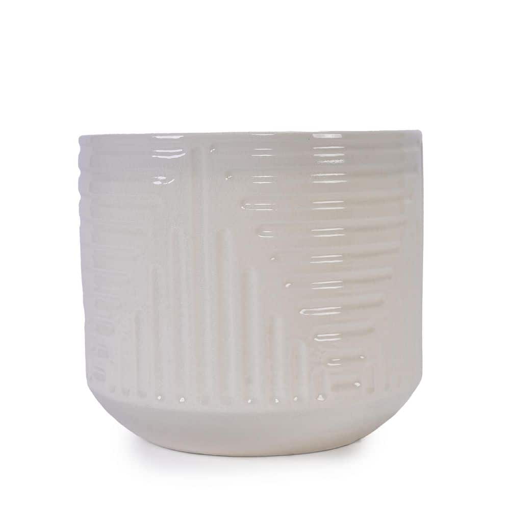 Large Milk White Ceramic Outdoor Planter Flowerpot with Drainage Hole ...