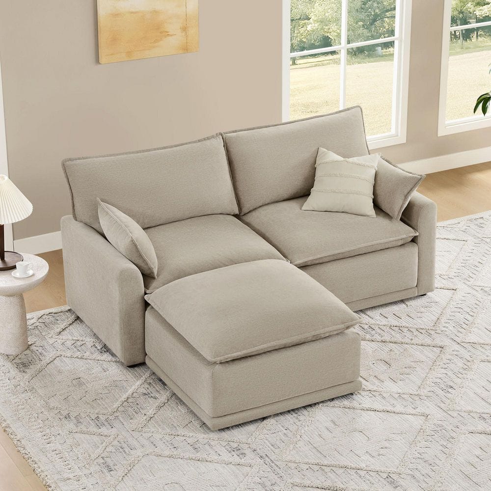 Spruce & Spring Kian 78.7 in. Square Arm Fabric Oversized 2-seat ...