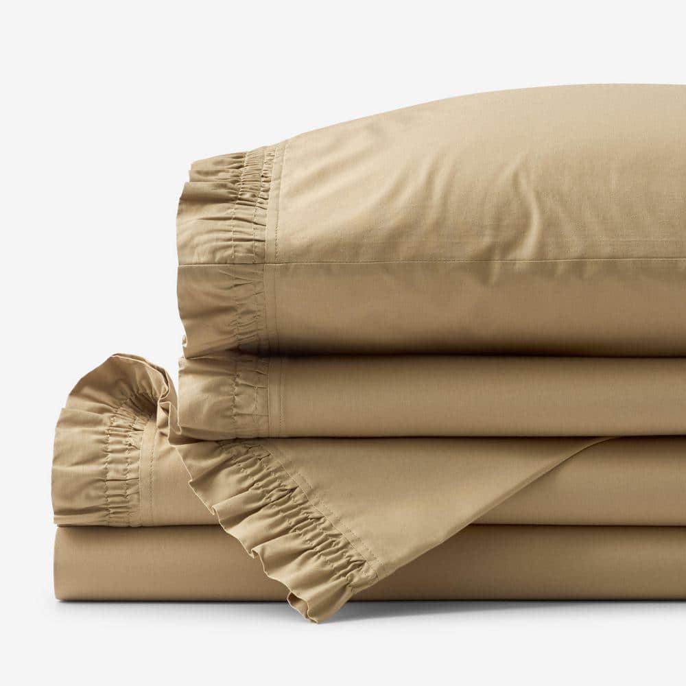 The Company Store Company Cotton Ruffle Garment Wash Wheat Twin Sheet ...