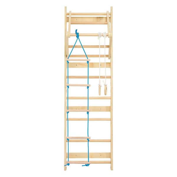 SKYSHALO Swedish Ladder Wall Gym, 4-in-1 Indoor Jungle Gym, 220 lbs ...