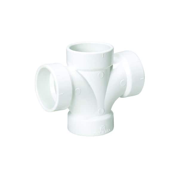 Mueller Industries 4 in. PVC DWV All-Hub Double Sanitary Tee 05815H ...