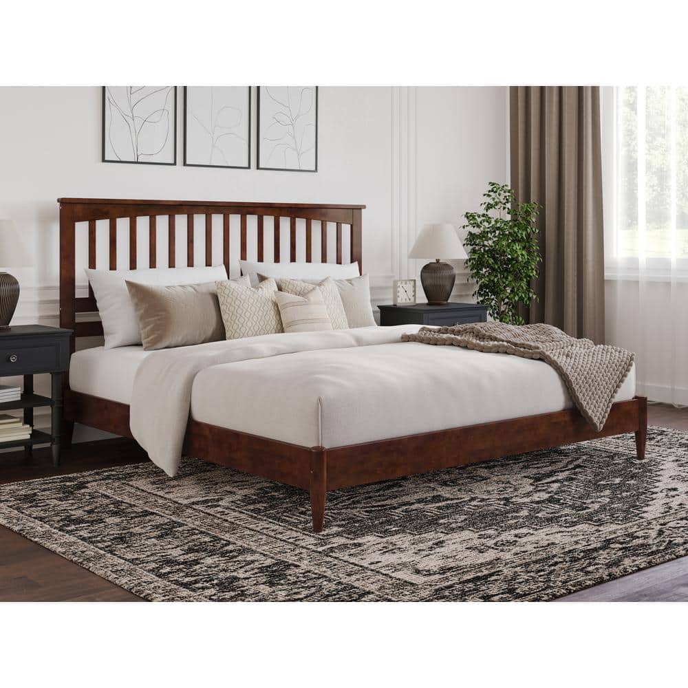 AFI Becket Walnut Brown Solid Wood Frame King Low Profile Platform Bed ...