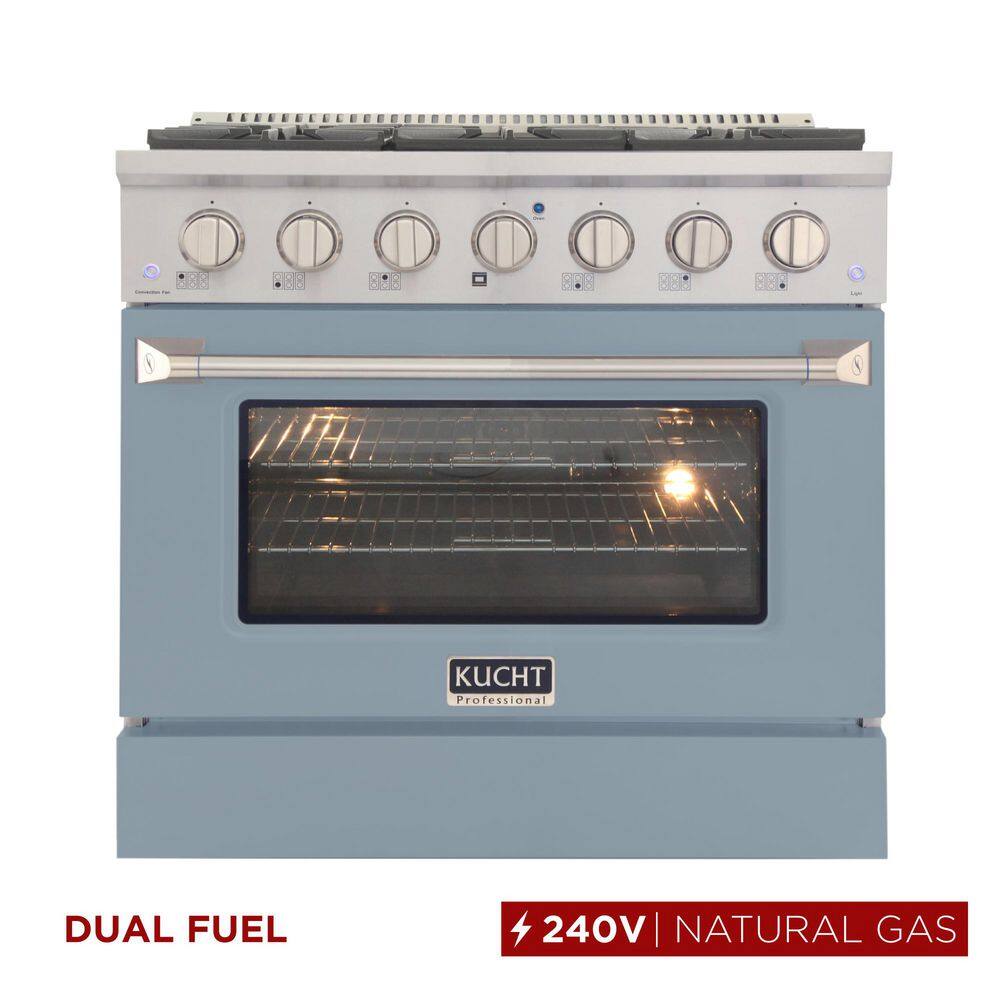 Kucht 36 in. 5.2 cu. ft. 6-Burners Dual Fuel Range Natural Gas in ...
