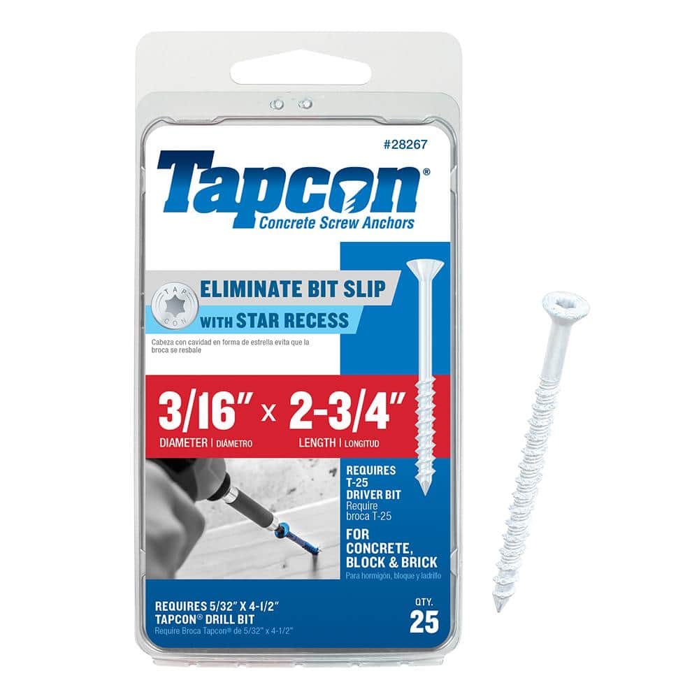 Reviews for Tapcon 3/16 in. x 2-3/4 in. White Ultrashield Star-Flat ...
