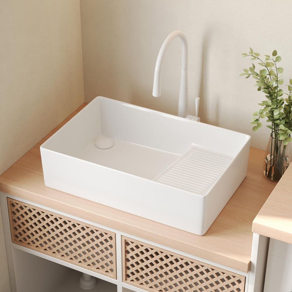 DEERVALLEY 24 in. Classic Large Rectangular Vessel Bathroom Sink in ...