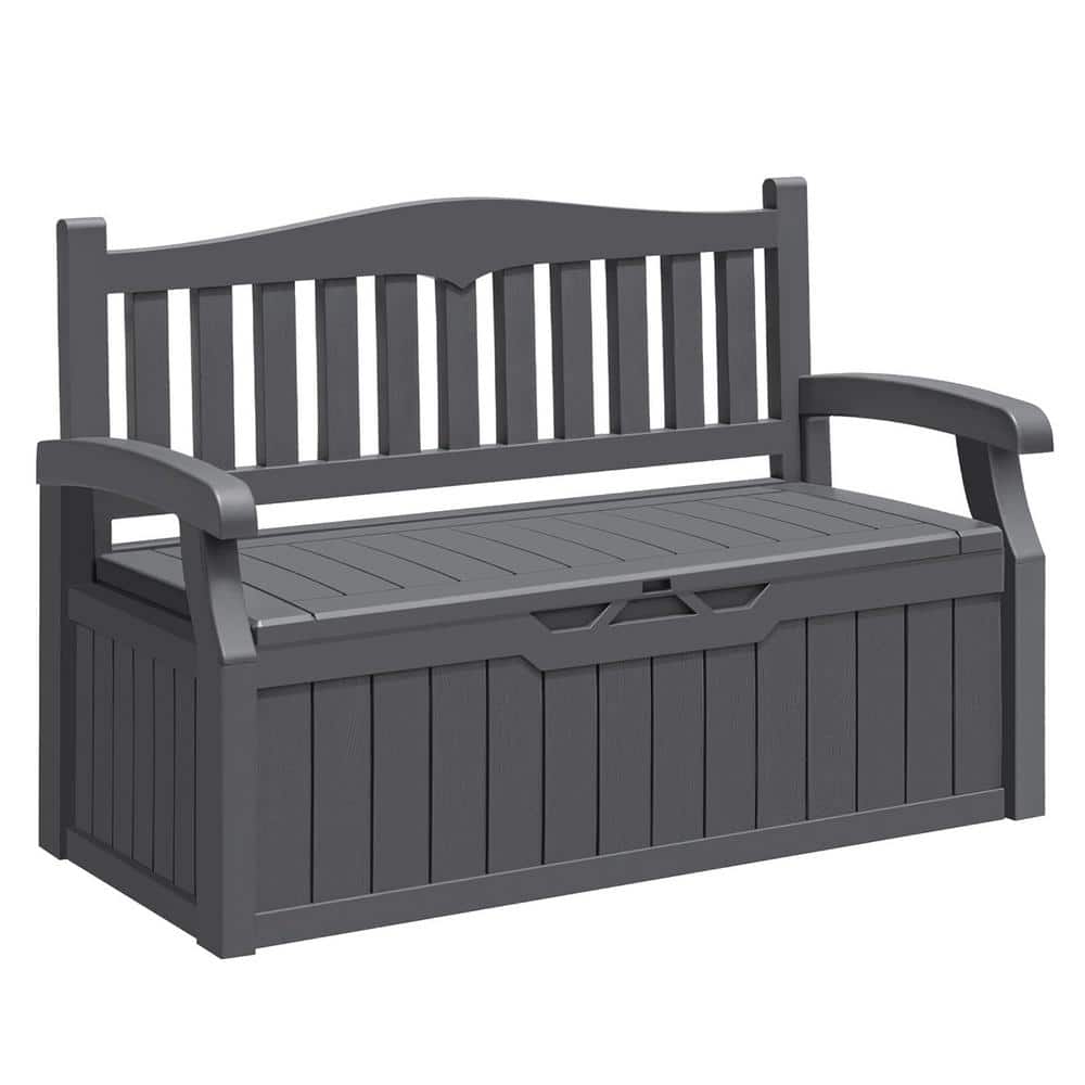 70 Gal. Grey Waterproof Resin Outdoor Storage Bench Z0D53FSRQQ - The ...