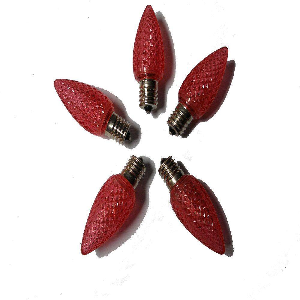 LED C9 Retrofit Red Faceted Replacement Bulbs (25-Pack) 15-022 - The ...