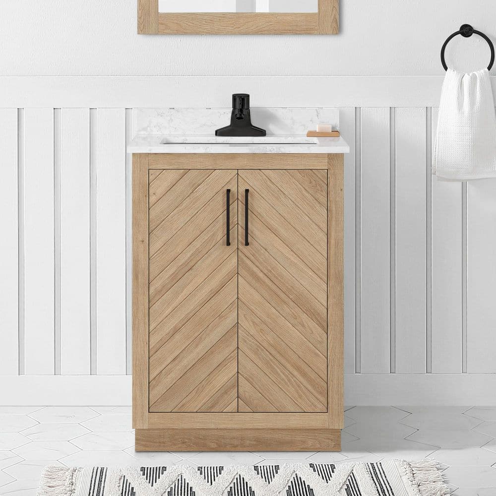 Glacier Bay Huckleberry 24 in. Single Sink Freestanding Weathered Tan ...