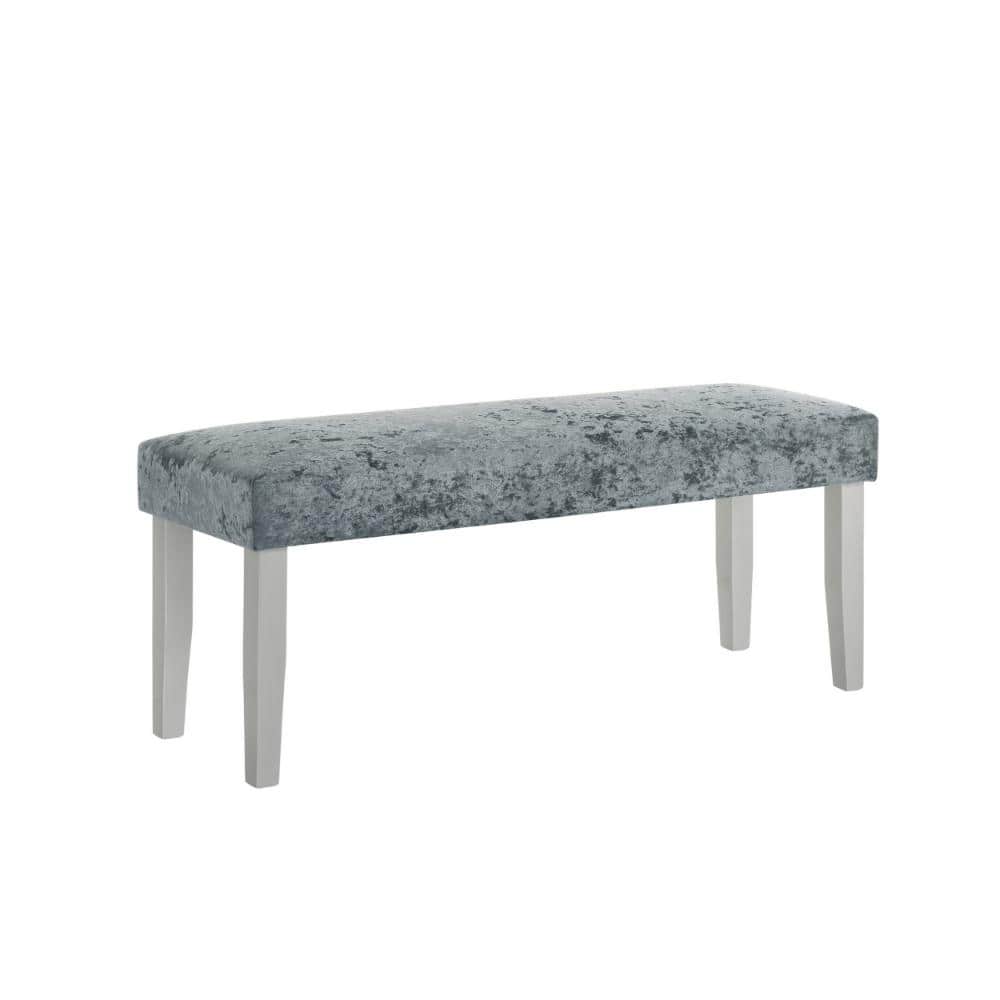 Benjara Gray and White 48 in. Backless Bedroom Bench with Padded Cushion Seat BM310219 - The ...