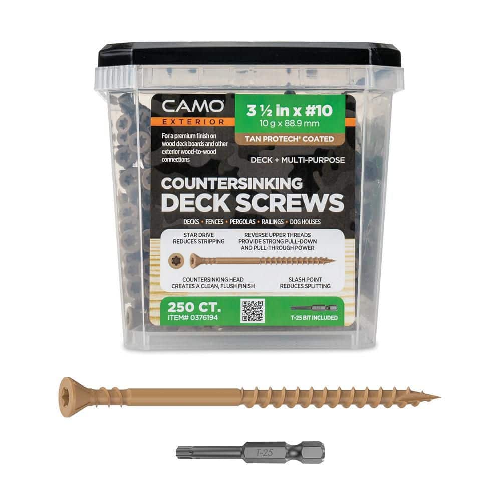 CAMO #10 x 3-1/2 in. Tan ACQ Rated Star Drive Flat Head Wood Deck Screw ...