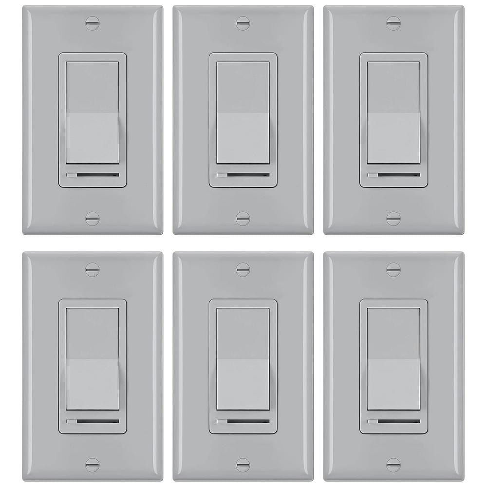 Lukyamzn Gray Rocker Dimmer Switch for Dimmable LED, Halogen and ...