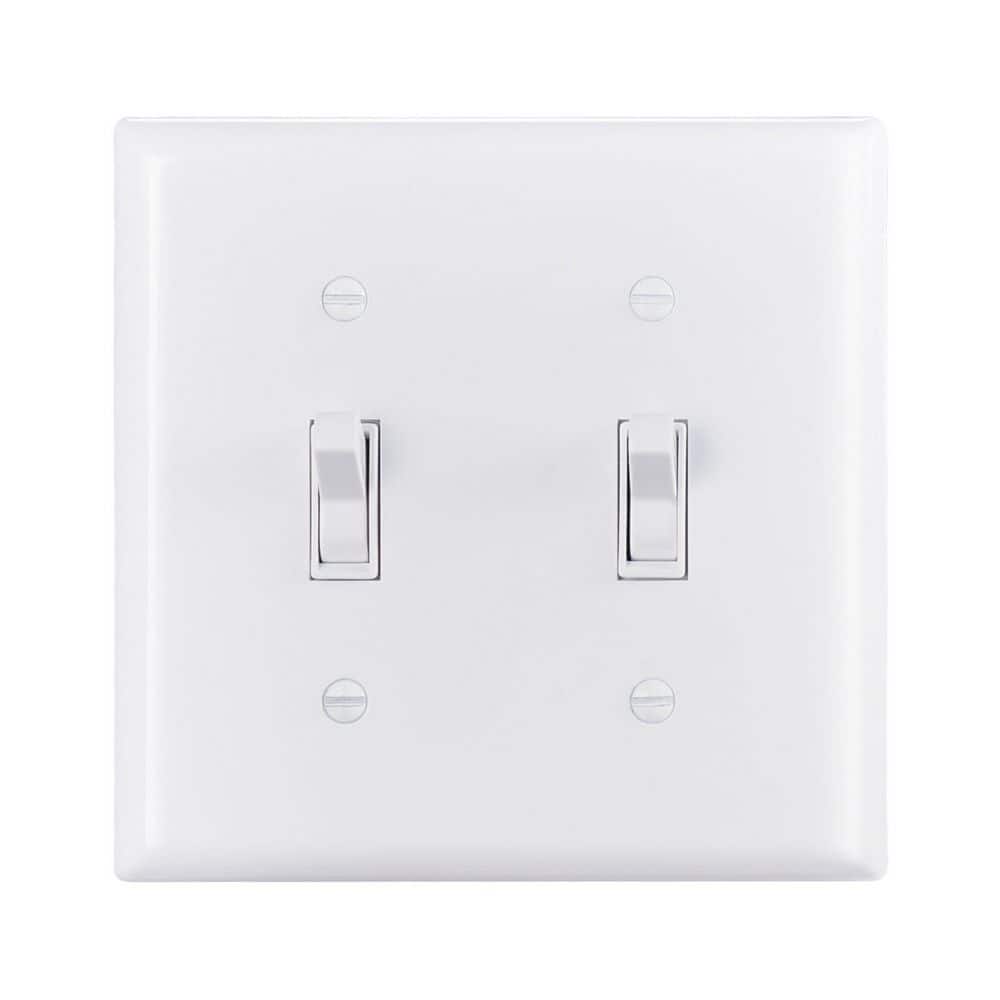 GIVIMO (5-Pack) 2-Gang White 2-Toggle Polycarbonate Wall Plate TR9601-2 ...