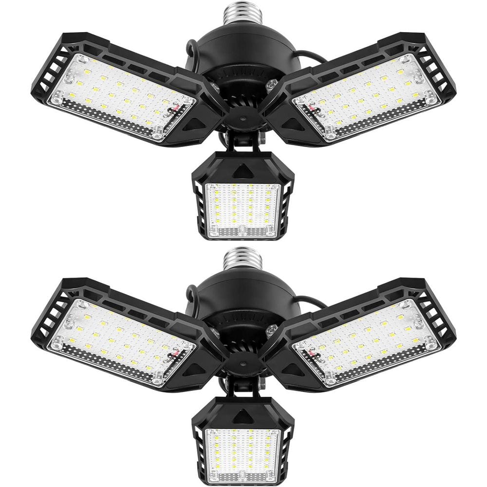 Lukyamzn LED Garage Lights 80-Watt 8000 Lumen 6500K Shop Light with 3 ...