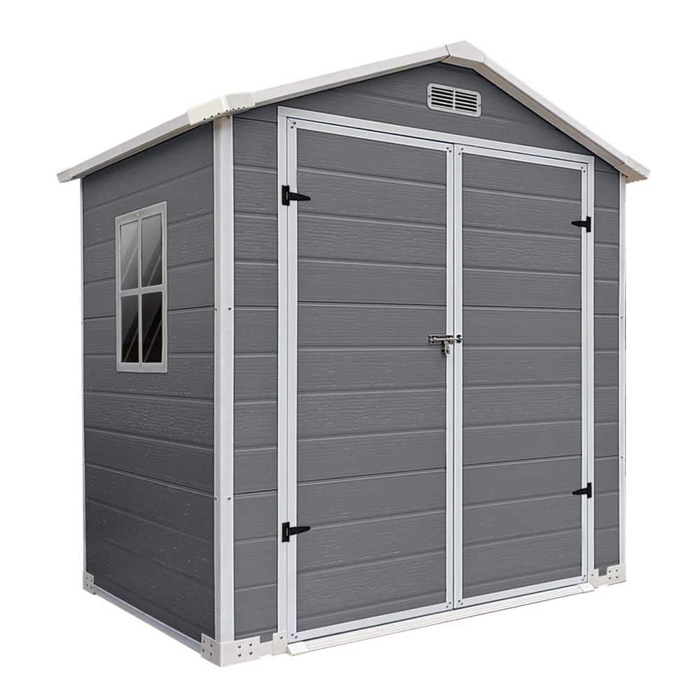 Noble House Tout 6 ft. W x 4 ft. D Grey Resin Plastic Garden Outdoor ...