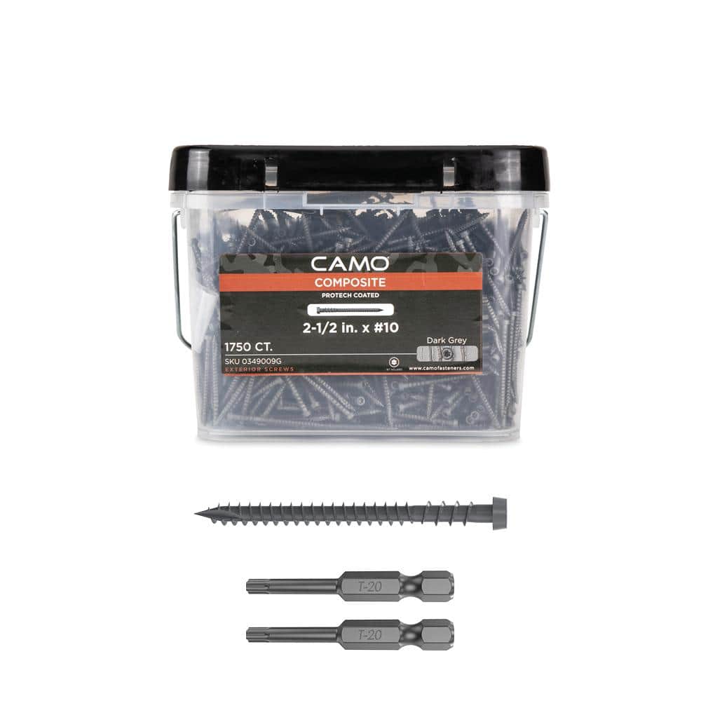CAMO #10 2-1/2 in. Dark Gray Star Drive Trim-Head Composite Deck Screw ...