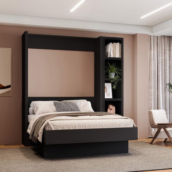 Oakland Living Easy-Lift Black Wood Frame Full Murphy Bed with ...